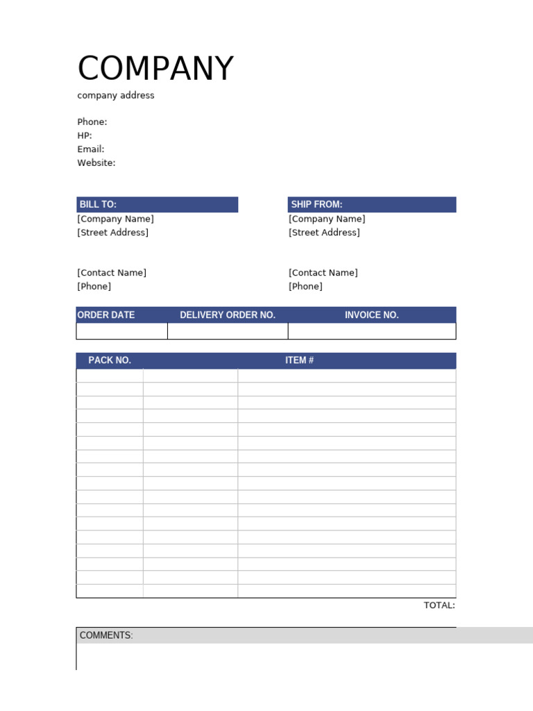 Packing List Template for Orders | PDF