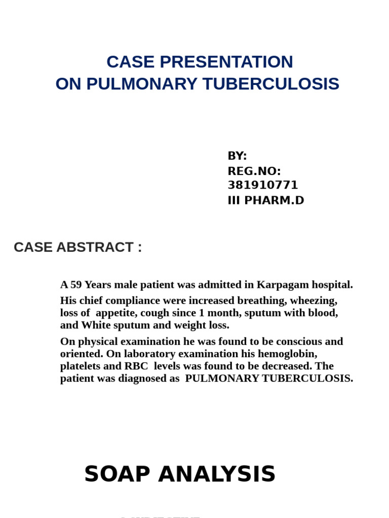 Case Study: Pulmonary Tuberculosis Management | PDF | Tuberculosis ...