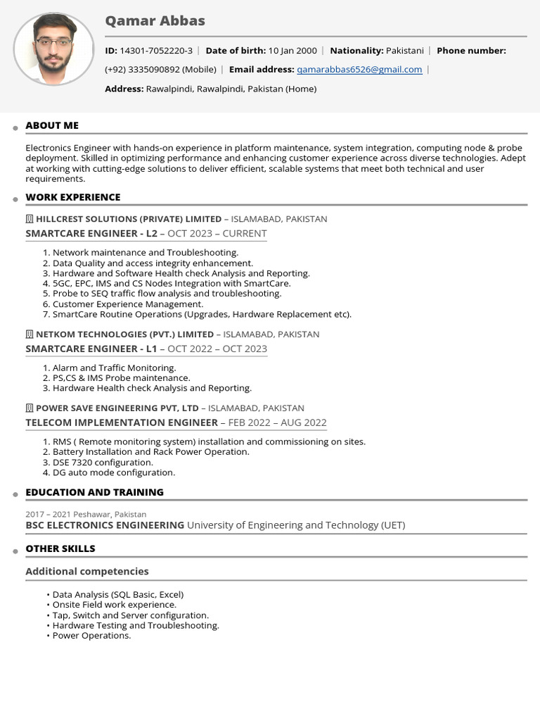 Electronics Engineer Resume Overview | PDF