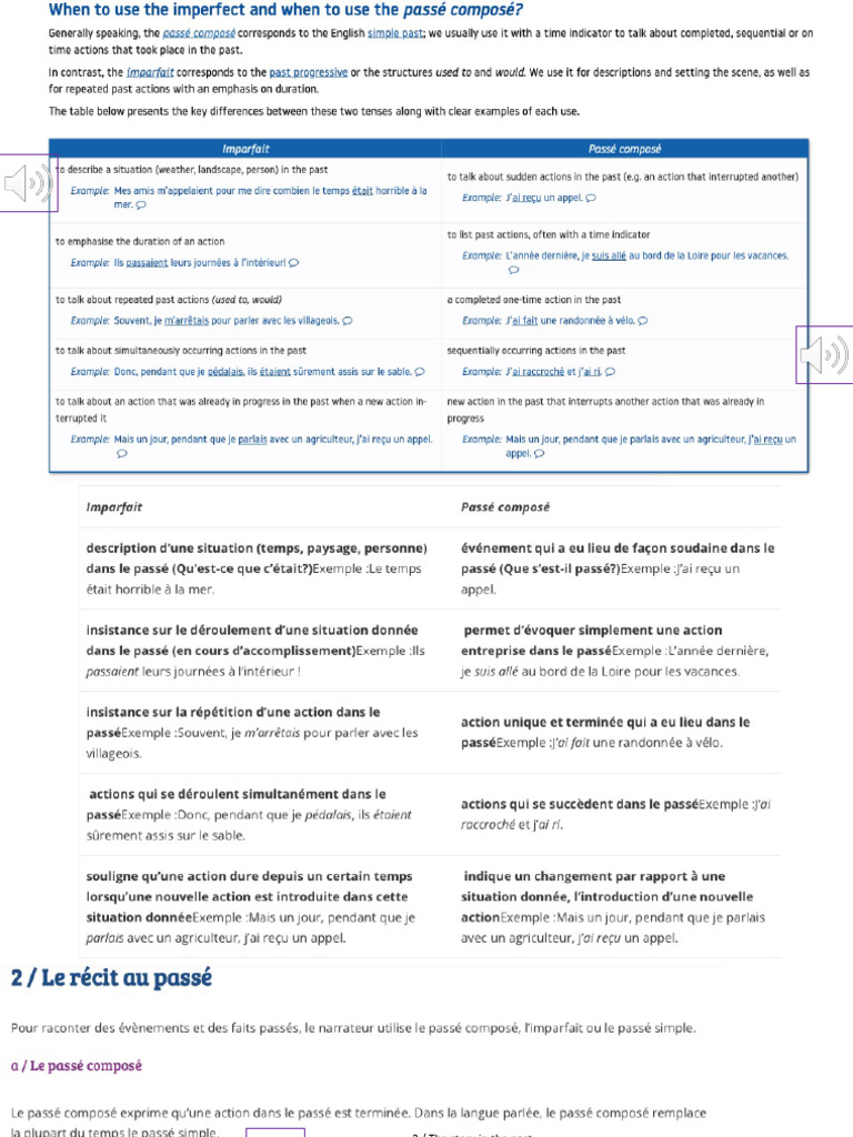 Passe Compose vs Imparfait | PDF