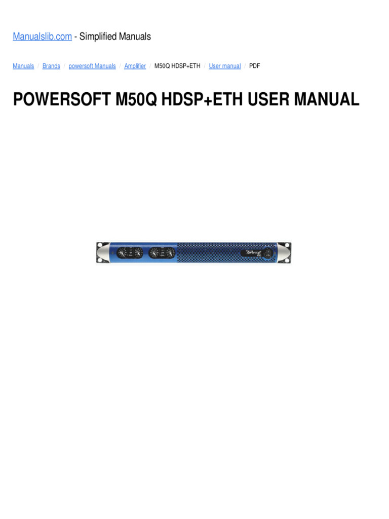 Powersoft M50Q HDSP+ETH User Manual | PDF | Amplifier | Loudspeaker