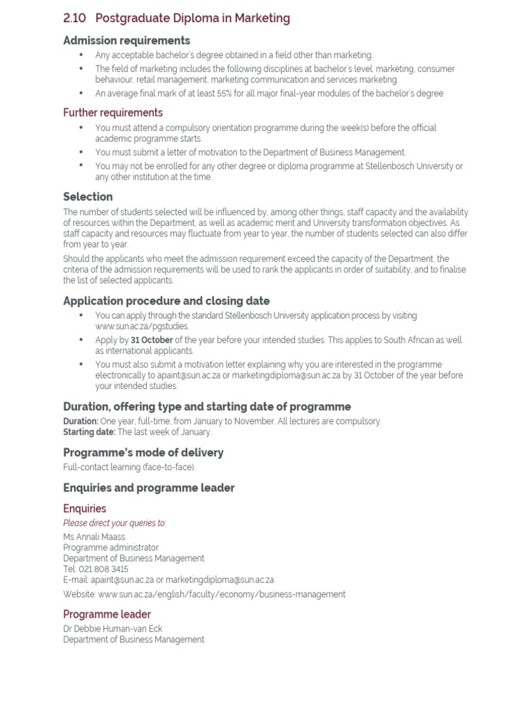 Postgraduate Diploma in Marketing | PDF | Postgraduate Education ...