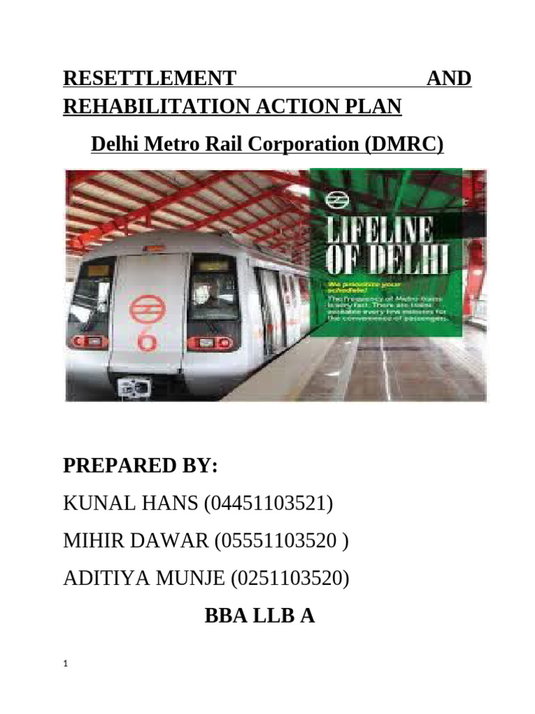 DMRC Resettlement & Rehabilitation Plan | PDF | Sustainability ...
