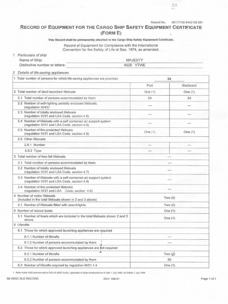 5a.record of Safety Equipment Form - e Abs | PDF