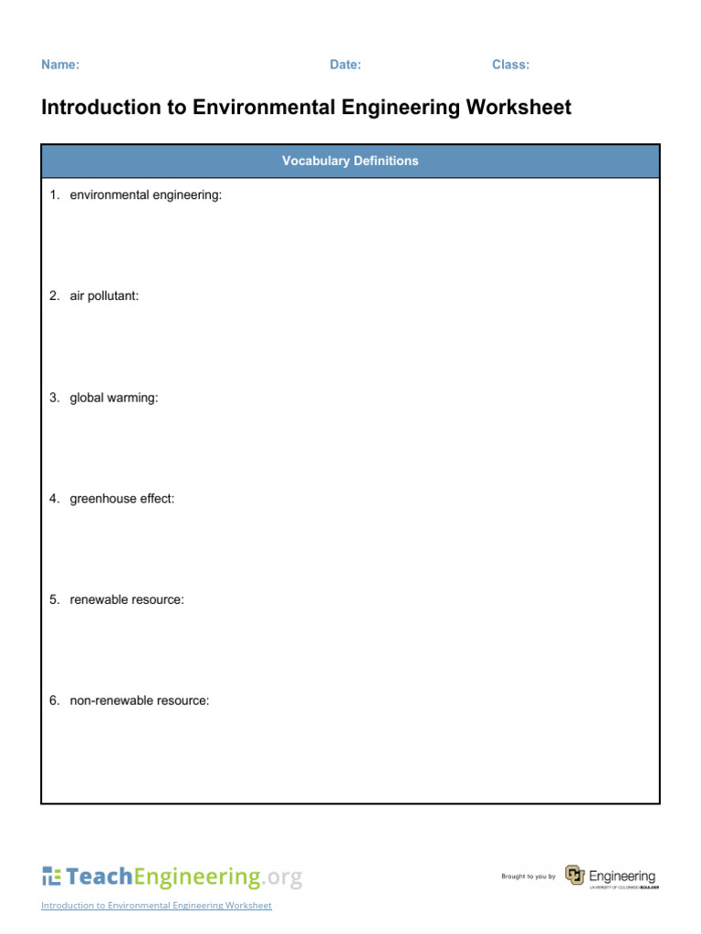 Environmental Engineering Worksheet Guide | PDF | Air Pollution ...