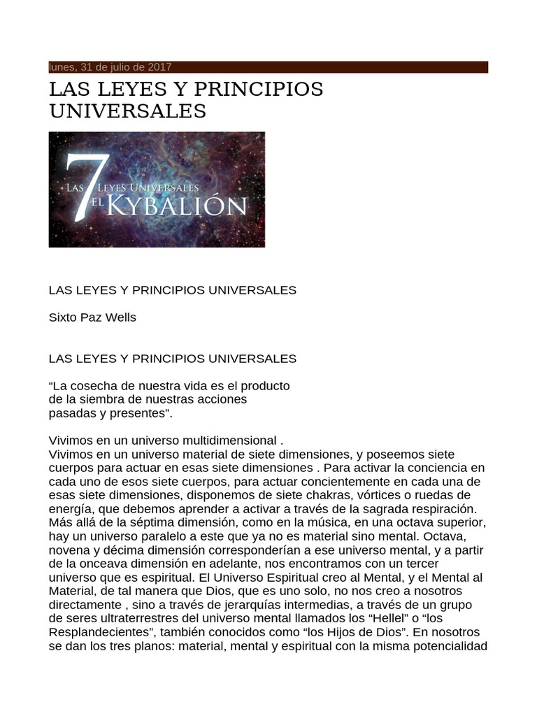Leyes y Principios Universales de Vida | PDF | Mente
