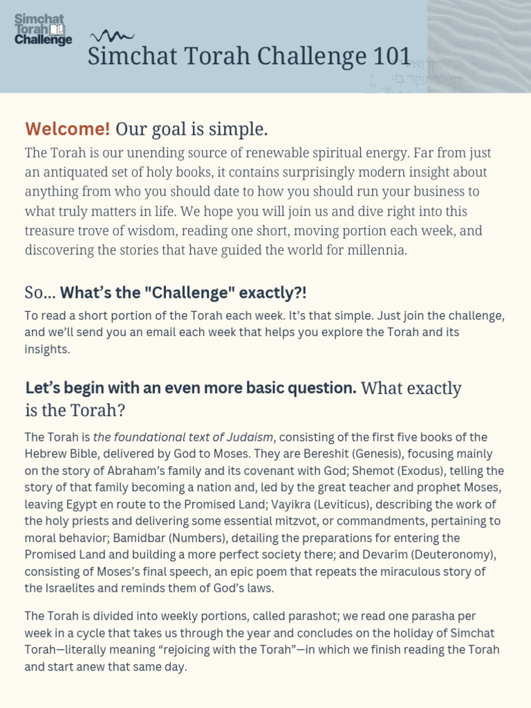 Simchat Torah Challenge | PDF | Torah | Hebrew Bible