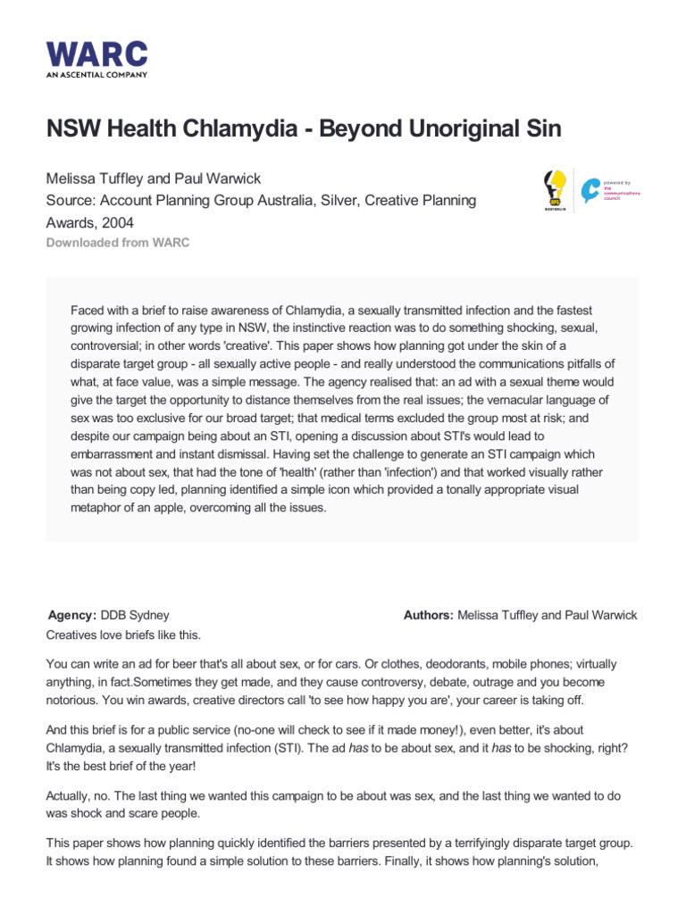 80896 NSW Health Chlamydia - Beyond Uno | PDF | Sexually Transmitted ...