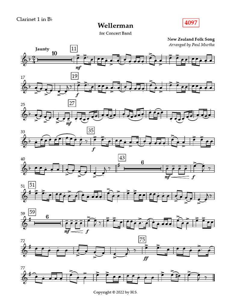 Wellerman Clarinet Arrangement | PDF