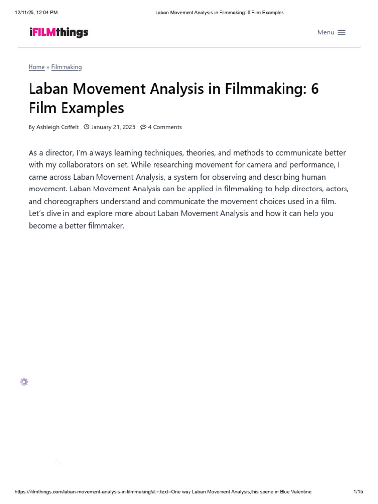 Laban Movement Analysis in Filmmaking_ 6 Film Examples | PDF | Dances ...