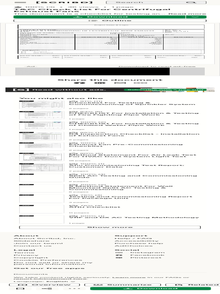 T&C Check List for Centrifugal Exhaust Fans PDF… | PDF | Scribd