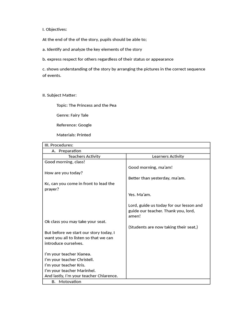Lesson Plan English Literature | PDF | Bed | Elizabeth Ii