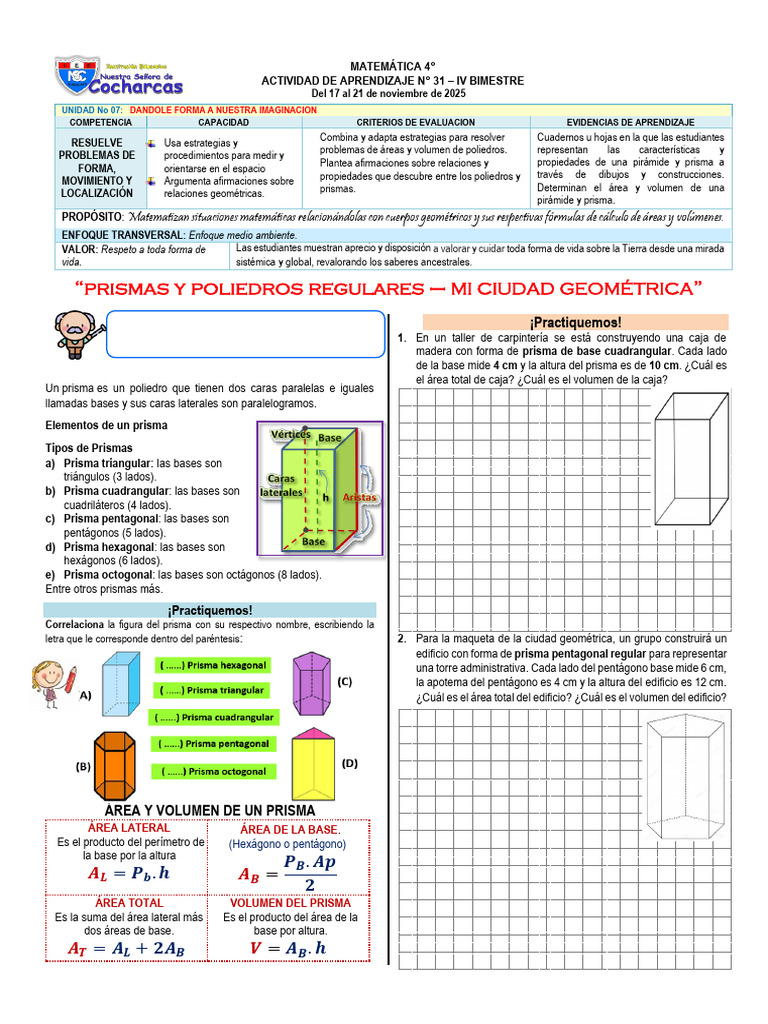 Guia 31 - Prismas y Poliedros Regulares | PDF | Tetraedro | Politopos