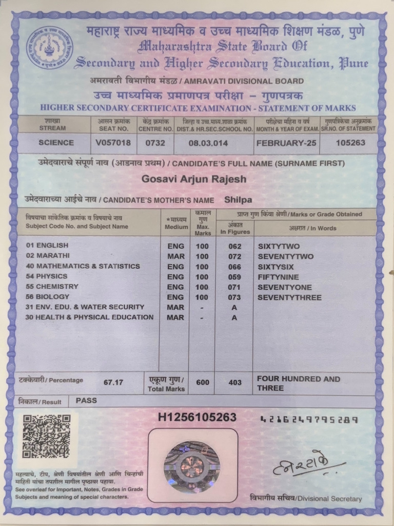 10th 12 Marksheet | PDF