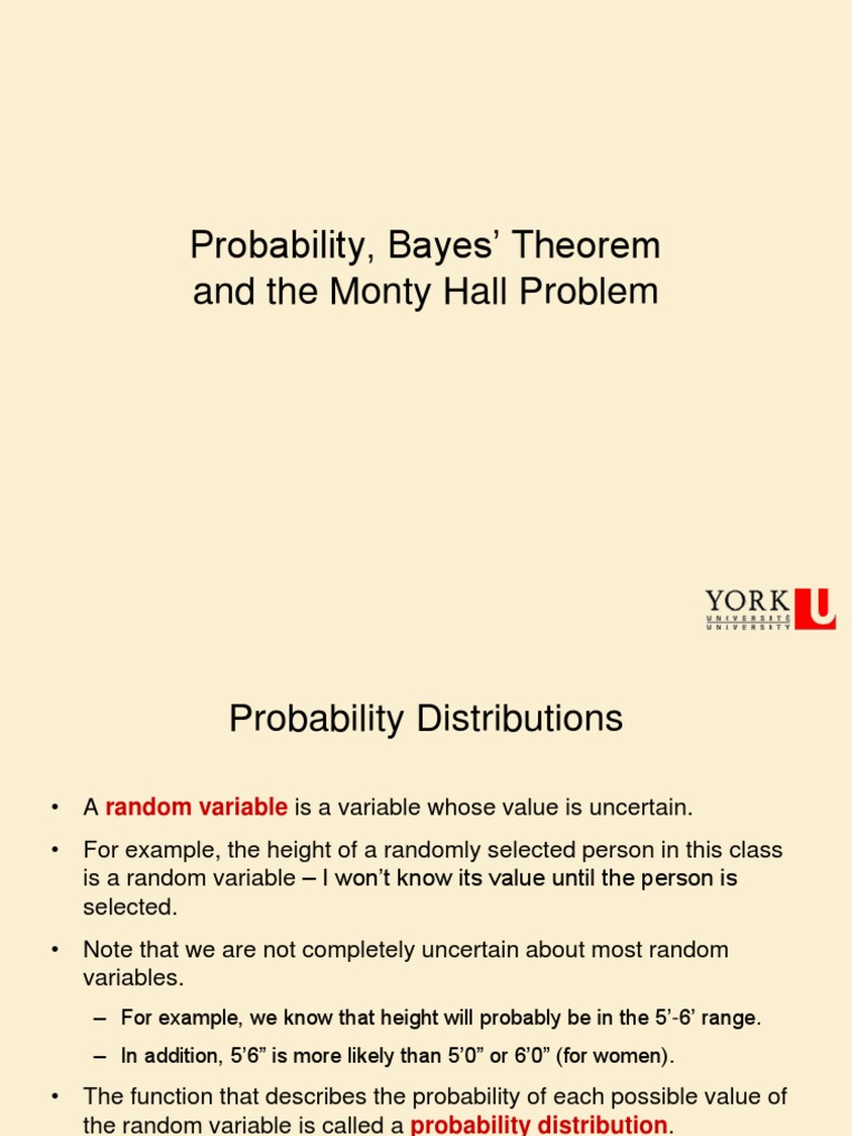 02 Probability, Bayes Theorem and The Monty Hall Problem | PDF | Probability Distribution ...