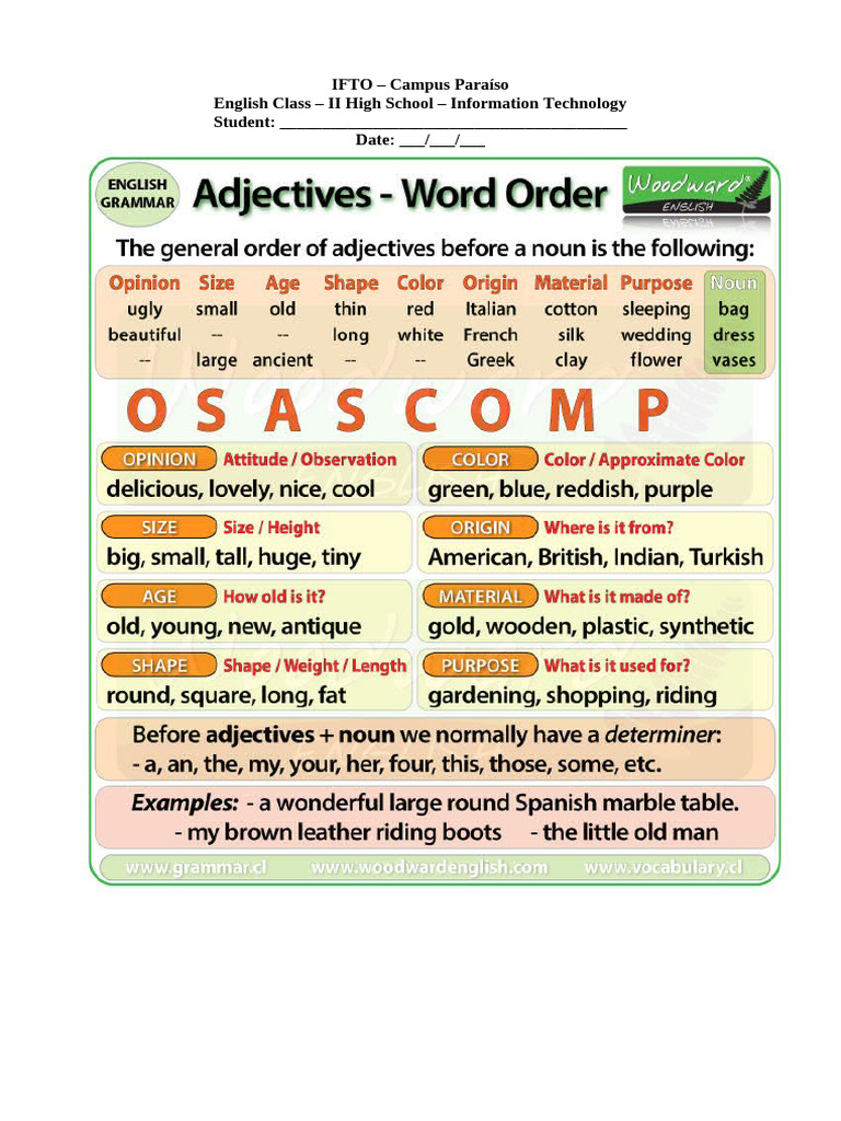 Aula 30-10-25 Adjective Order Practice | PDF