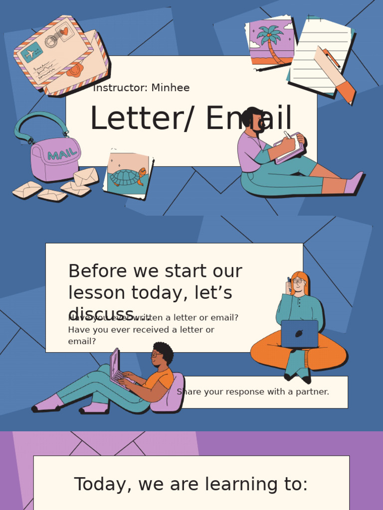 Letter Writing Education Presentation in Blue Cream Simple Lined Style ...