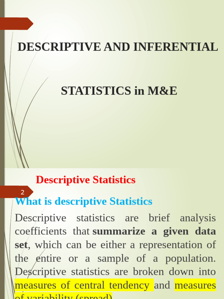 Descriptive & Inferential Statistics Overview | PDF | Statistics ...
