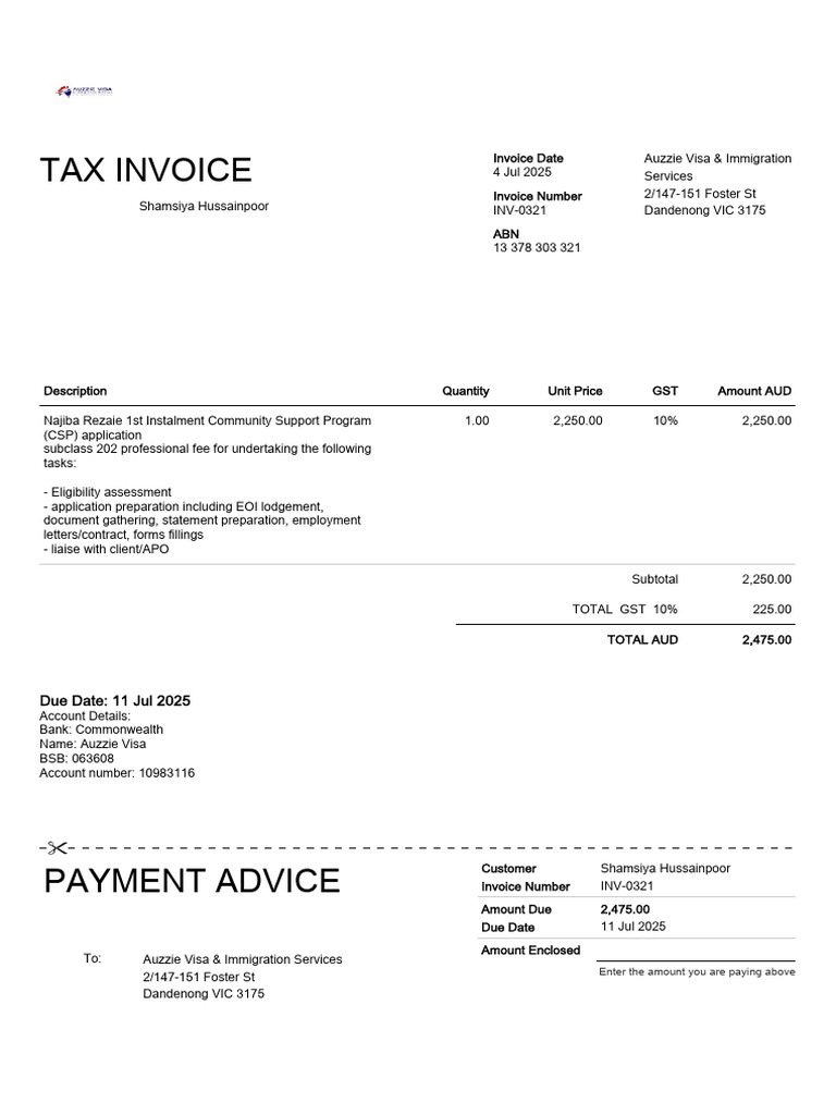 Invoice INV 0321 | PDF