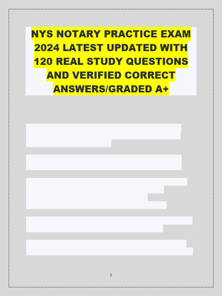 NYS Notary Practice Exam 2024 Guide | PDF | Affidavit | Notary Public