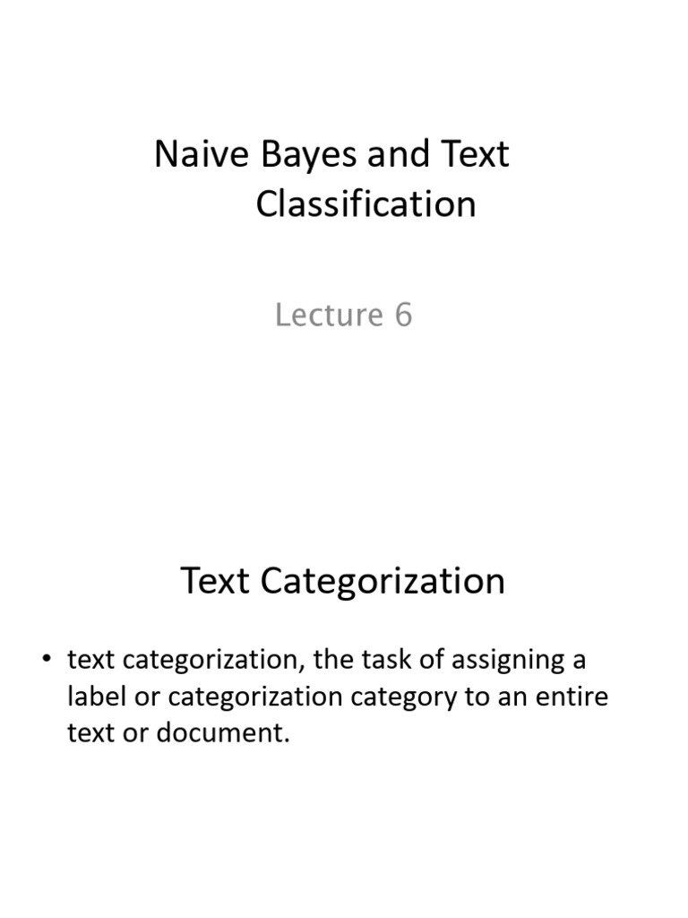 Lecture 6 Text Classification and Naive Bayes | PDF | Statistical ...