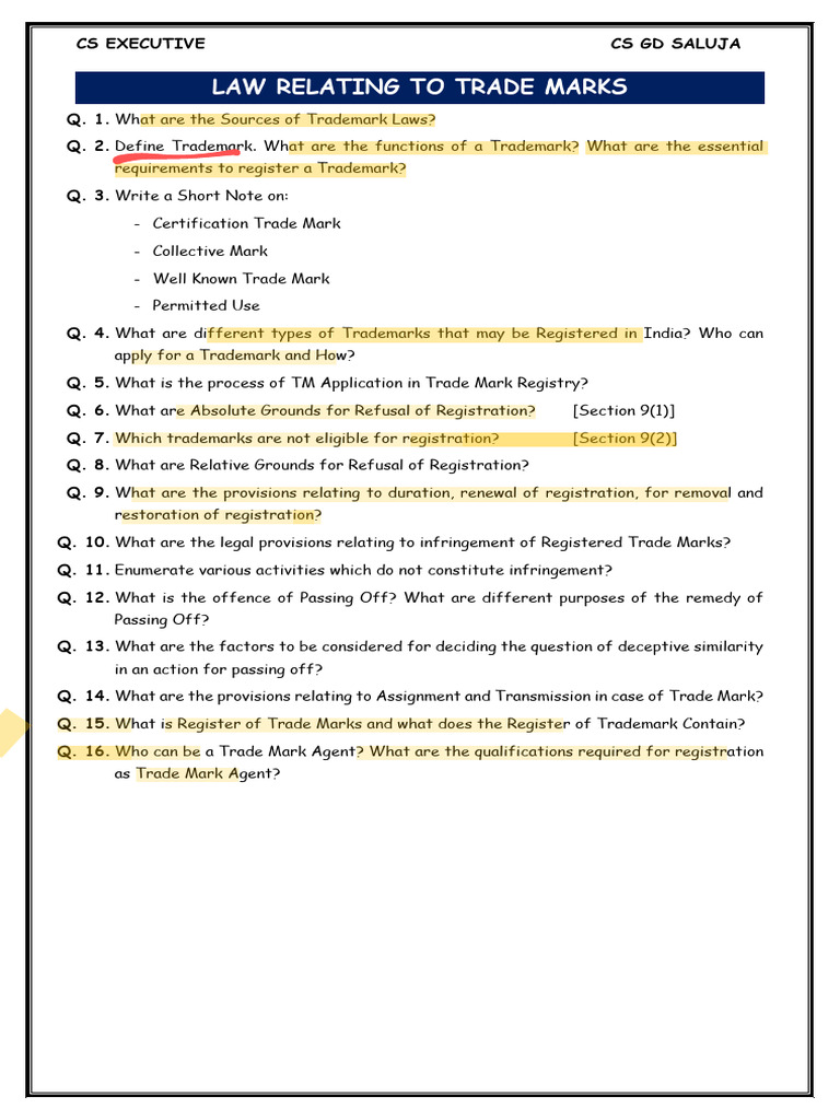 Trademark Law Essentials in India | PDF