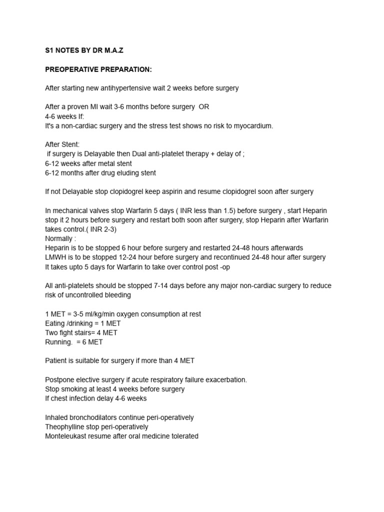 Preoperative Preparation Guidelines | PDF | Spinal Cord | Traumatic ...