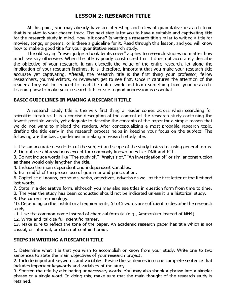 Crafting Effective Research Titles | PDF | Word | Subject (Grammar)