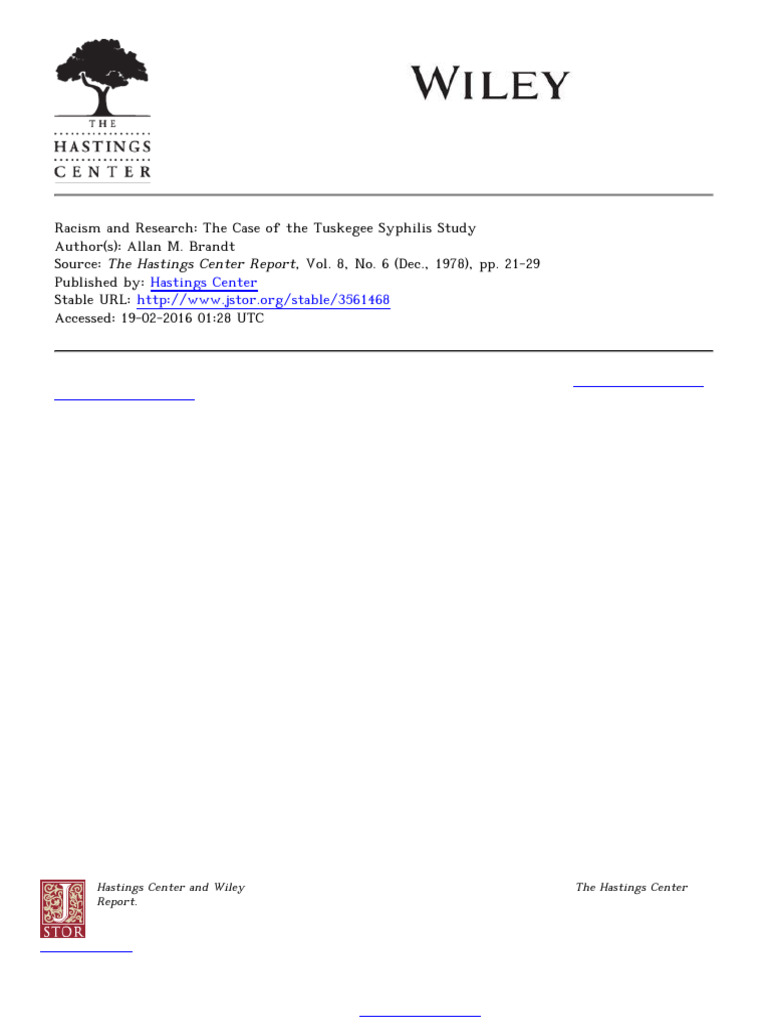 Tuskegee Syphilis Study Ethics Examined | PDF | Health Sciences | Medicine