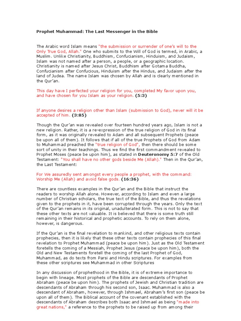 Prophet Muhammad The Last Messenger in The Bible | PDF | John The ...