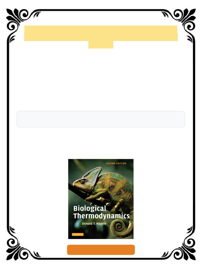 Biological thermodynamics 2nd Edition Donald T. Haynie ebook long ...