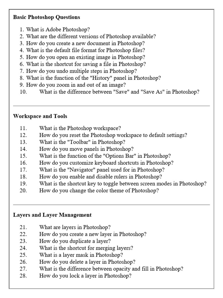 Photoshop 100 Questions | PDF | Adobe Photoshop | Computer Graphics