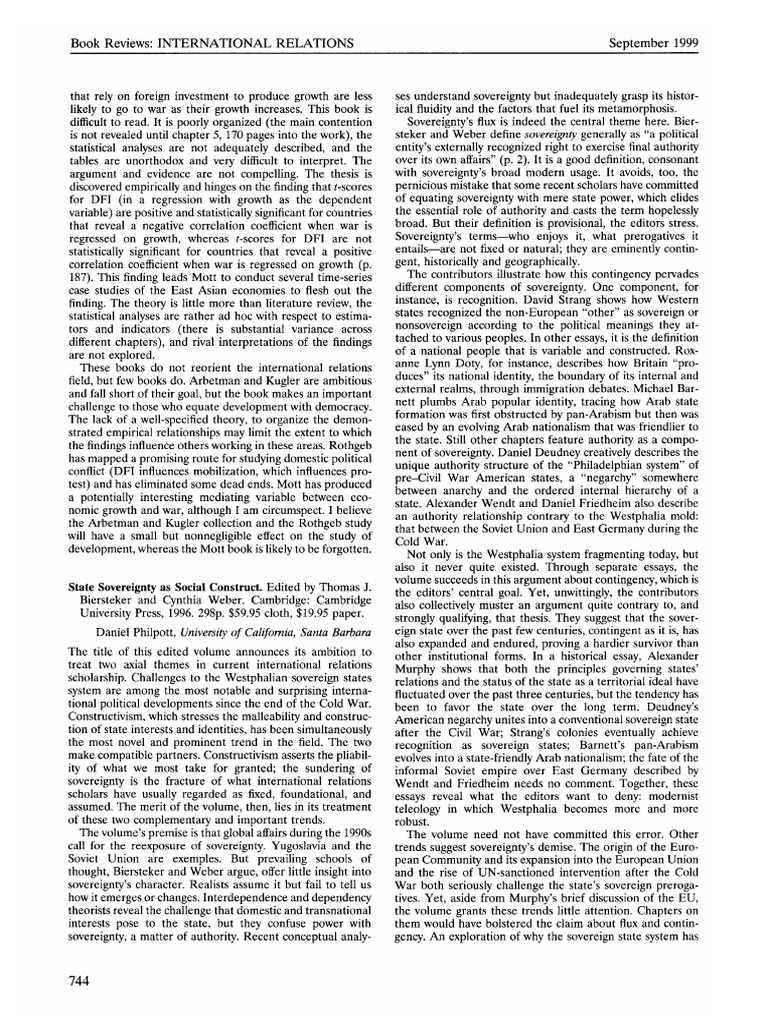 State Sovereignty as Social Construct | PDF | Sovereignty | Political ...
