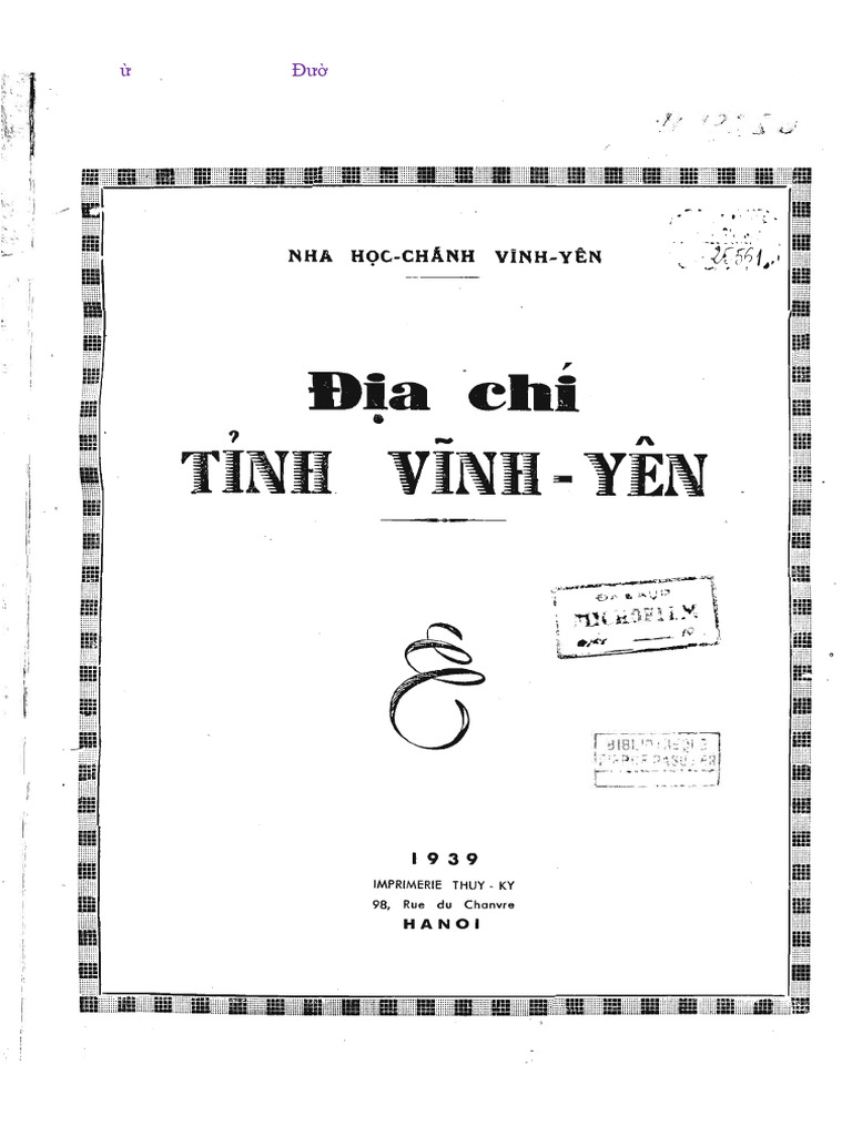 Dia Chi Tinh Vinh Yen 1939 | PDF