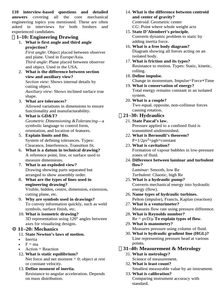 Mechanical Engineering Questions | PDF | Force | Construction