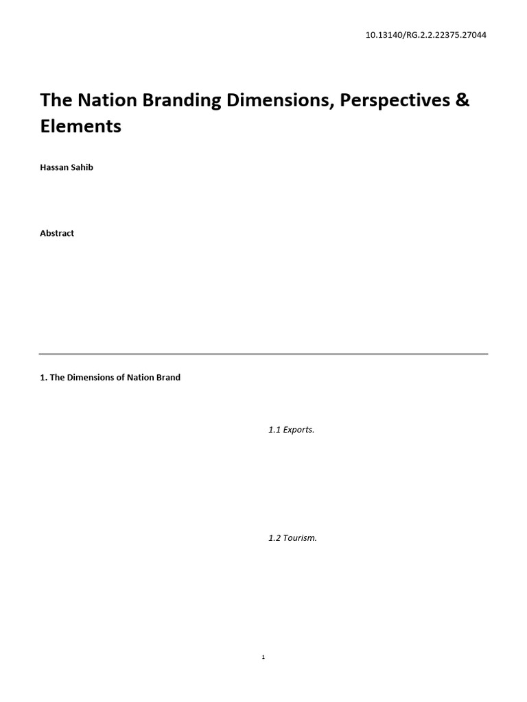Nation Branding: Dimensions and Perspectives | PDF | Brand | Tourism