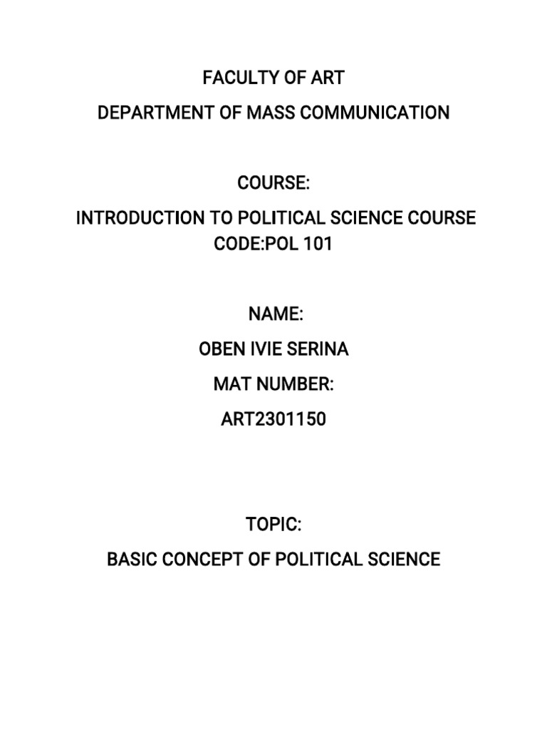Key Concepts in Political Science | PDF | Power (Social And Political ...