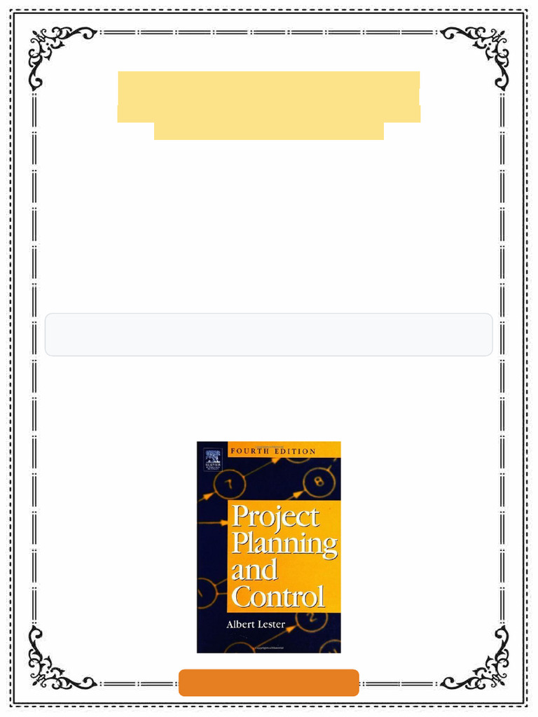 Project Planning and Control 4th Edition Albert Lester Qualifications ...