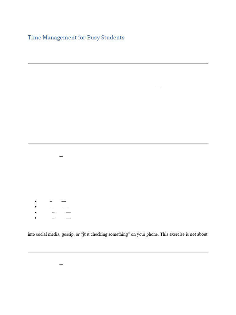 Time Management for Busy Students | PDF | Time Management ...