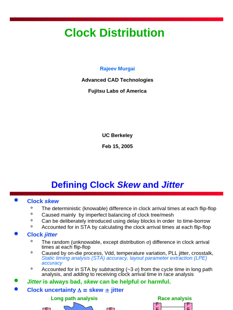 Clock Distribution: Skew & Jitter Analysis | PDF | Computer Engineering ...
