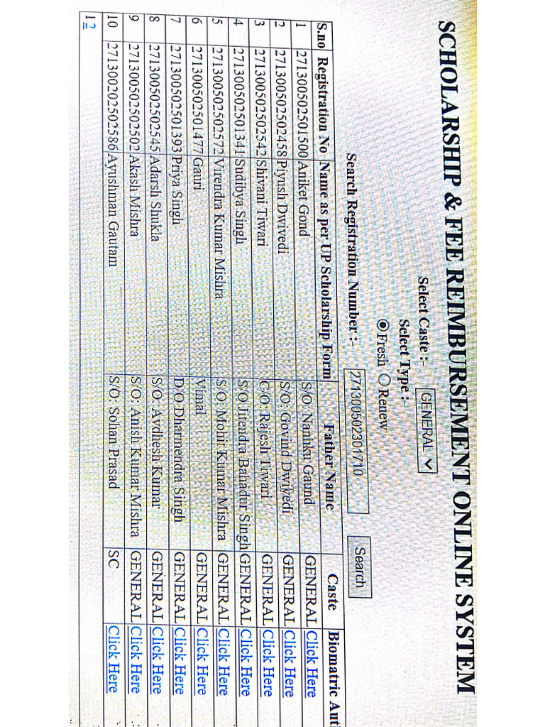 Fresh Scholarship Biometric Name | PDF