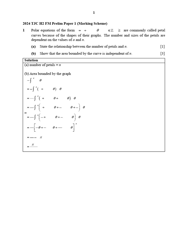TJC FM 2024 Prelim P1 Solution | PDF | Eigenvalues And Eigenvectors | Geometry