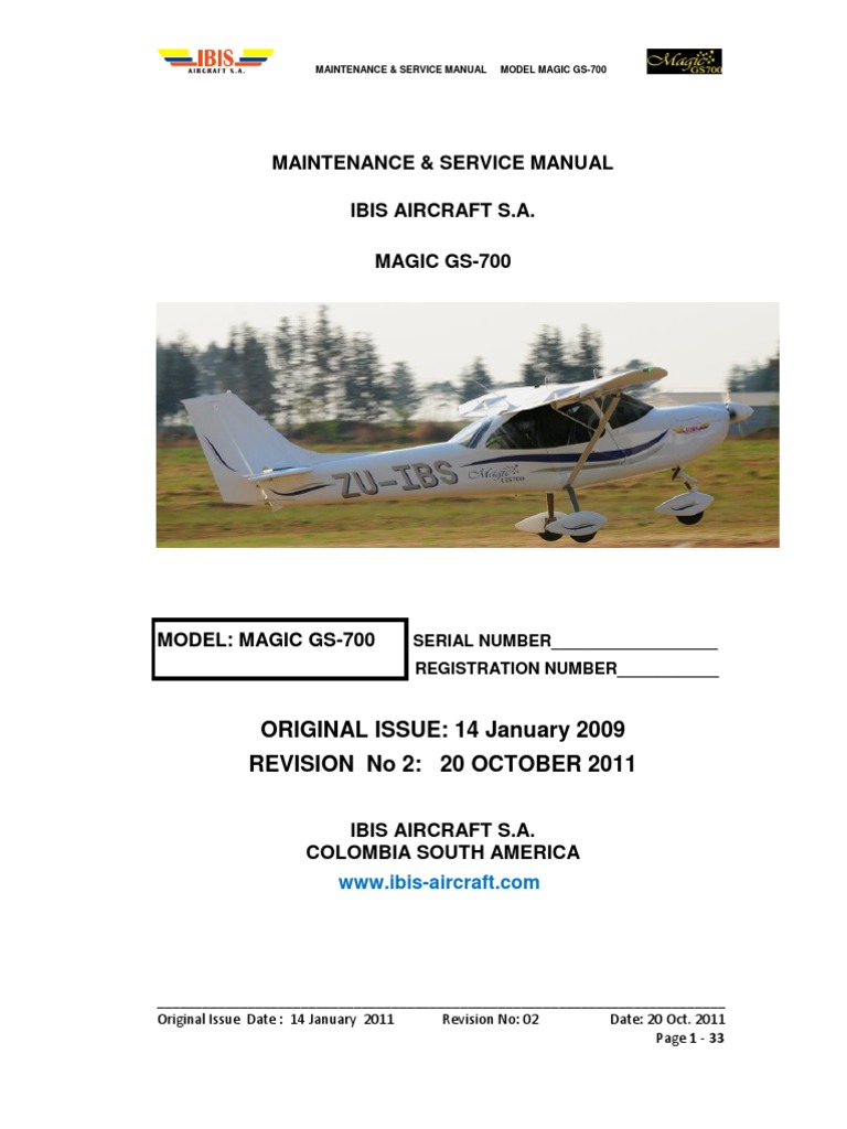 Ibis Magic GS-700 Maintenance Manual | PDF | Engines | Aircraft