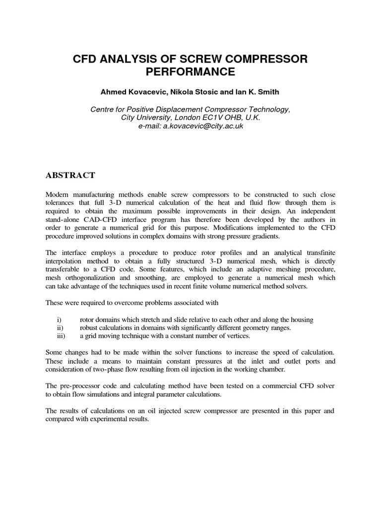 I K CFD Analysis of Screw Compressor Per (5) | PDF | Computational ...