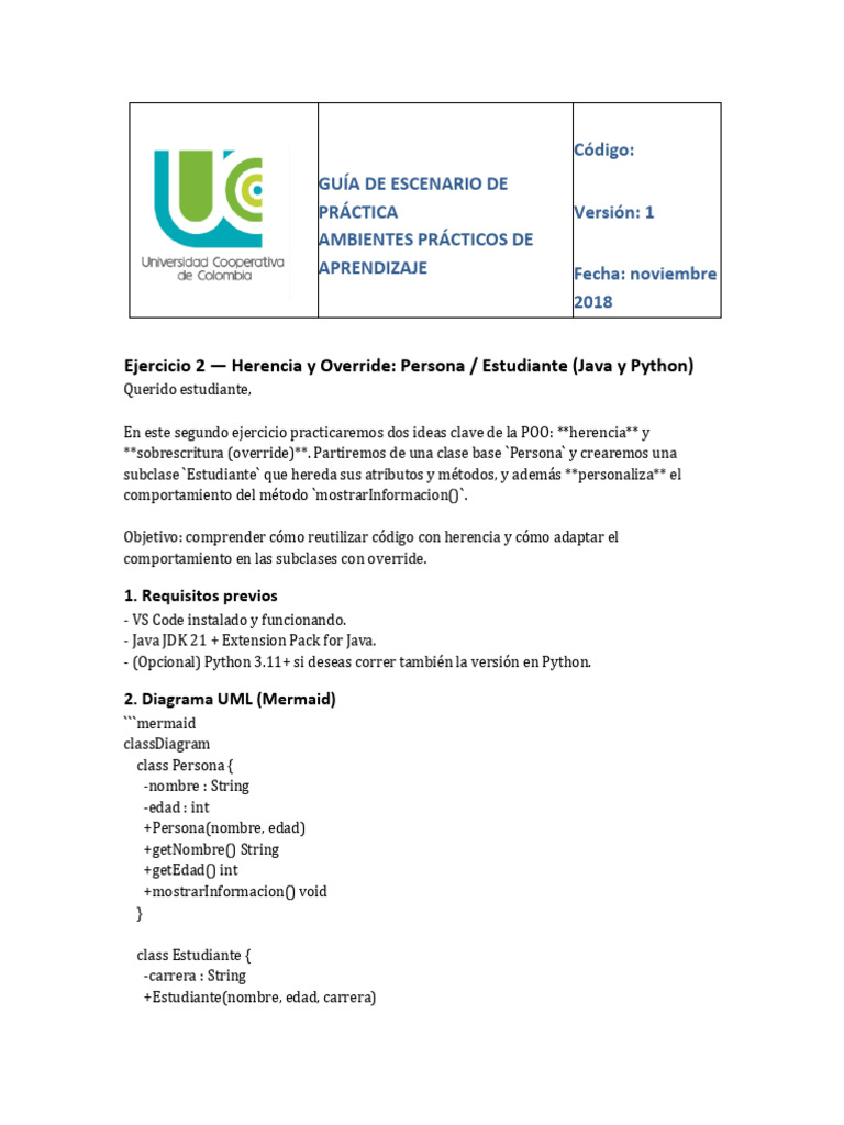Guía 2 - Herencia - Override - Persona - Estudiante | PDF | Python (lenguaje de programación ...