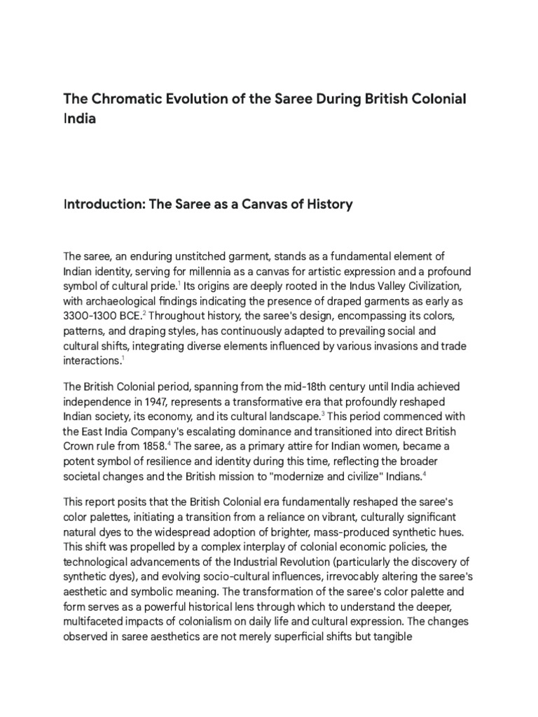 The Chromatic Evolution of the Saree During British Colonial India ...