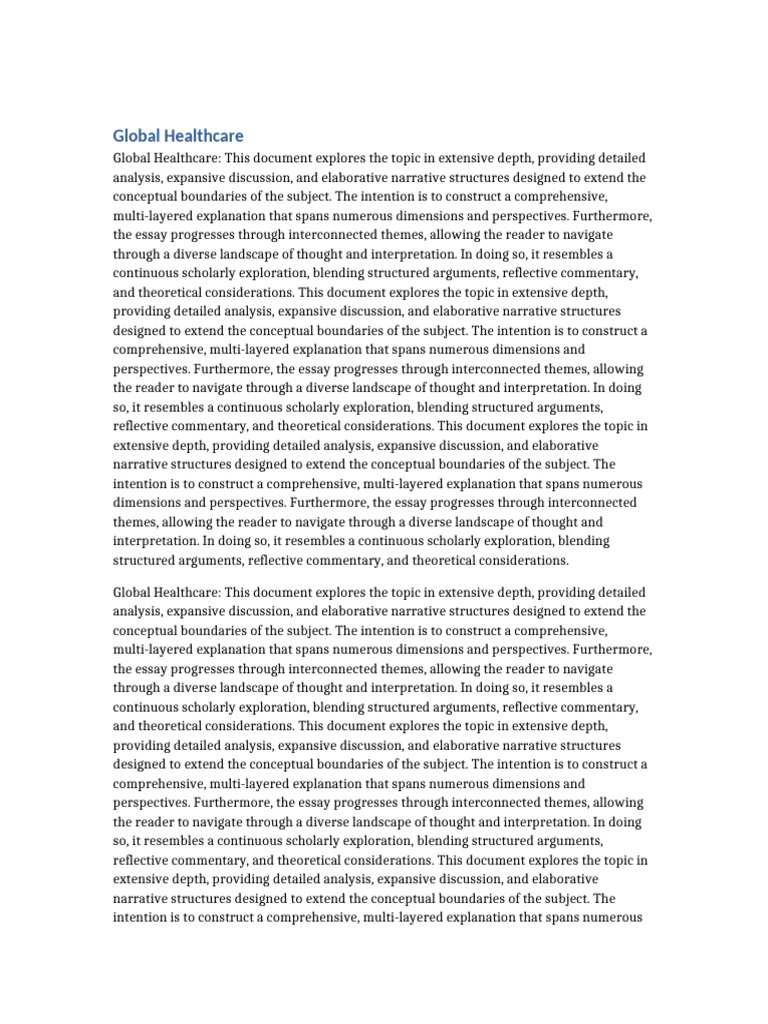 In-Depth Analysis of Global Healthcare | PDF | Essays | Narrative