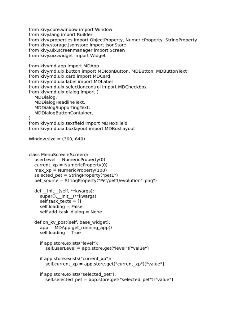 Kivymd Work Document For Application | PDF | Software | System Software