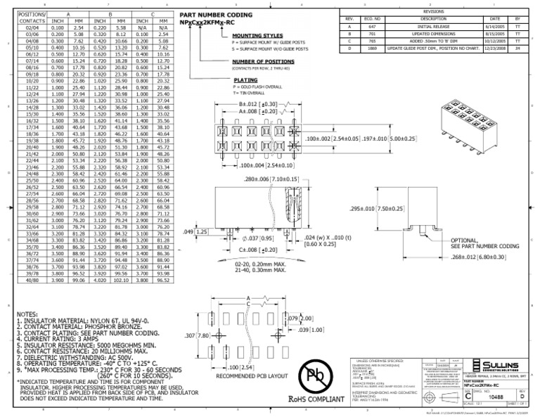 2.54mm SMT Header Female Specifications | PDF | Printed Circuit Board ...