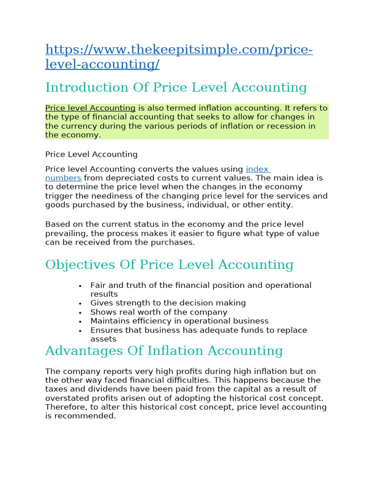 Understanding Price Level Accounting | PDF | Historical Cost | Depreciation